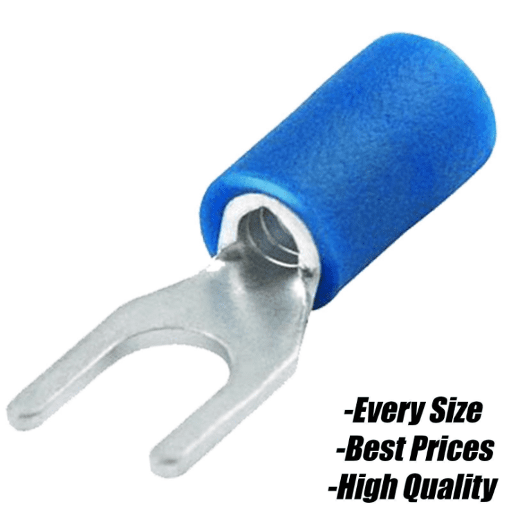 Blue Fork 2 Pin Insulated 3.7mm Crimp Terminals Cable Wire 2Ba