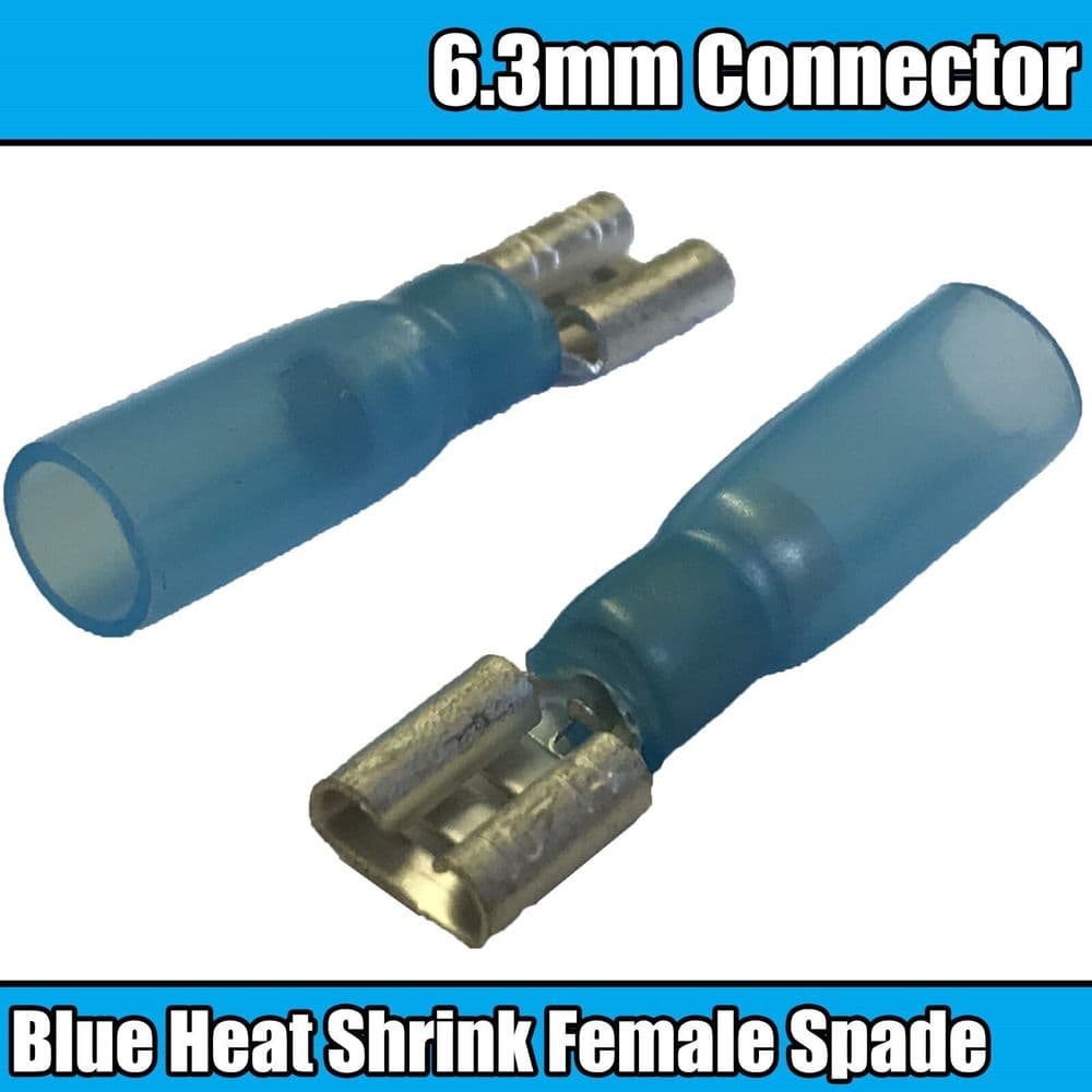 Blue Heat Shrink Female Spade Electrical Terminals Non-Crimp Connector