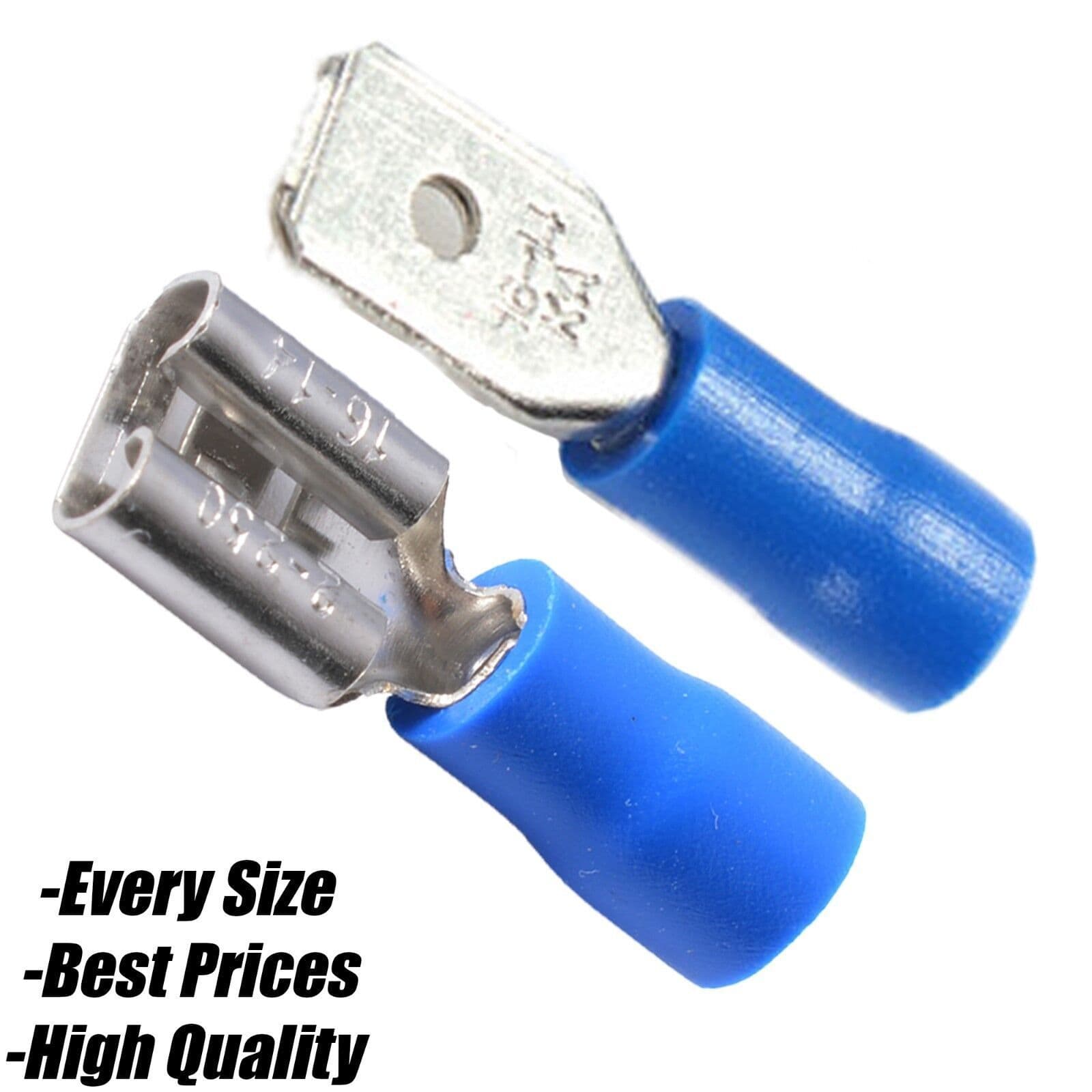 Blue Male Tab/Female Spade Insulated Copper Electrical Wire Cable Crimp Mix