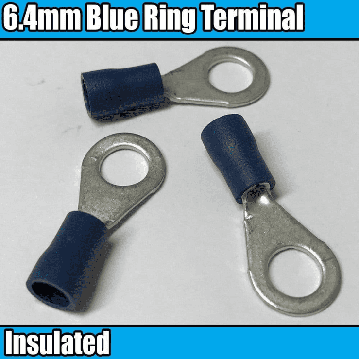 Blue Ring Hoop Insulated Electrical 6.4mm Crimp Terminals