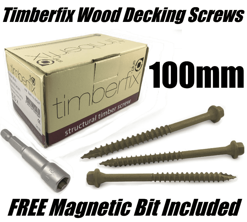 6.5mmx100mm Timberfix Hex Wood Decking Patio Rail Sleeper Lock Screws