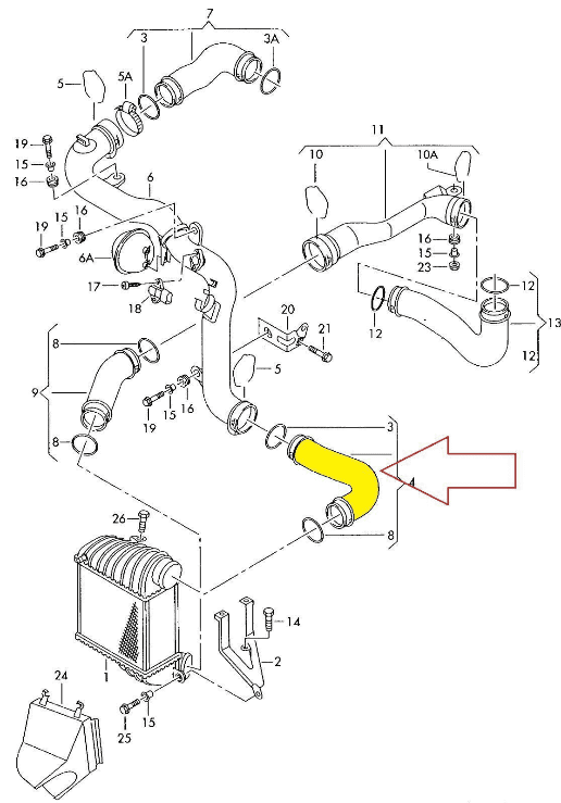 Engine Turbo Intercooler Hose - VW Golf Bora Audi A3 SEAT Leon Toledo