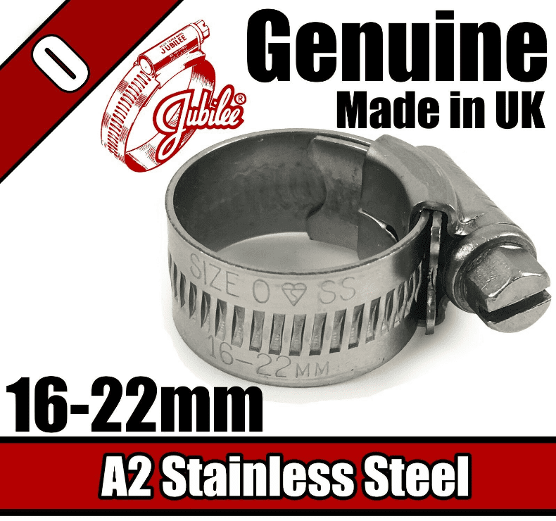 Jubilee A2 Stainless Steel Clip Hose Pipe Clamp Worm Drive 16mm-22mm 0