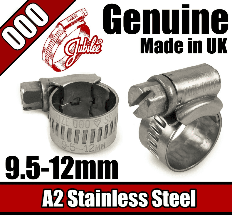 Jubilee A2 Stainless Steel Clips Hose Clamp Worm Drive 9.5mm-12mm 000