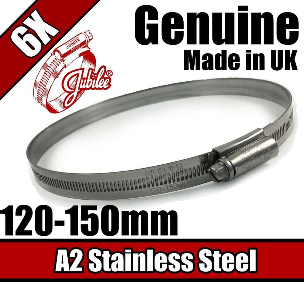 Genuine Jubilee Stainless Steel Clips Hose Pipe Clamp Worm Drive 120mm ...