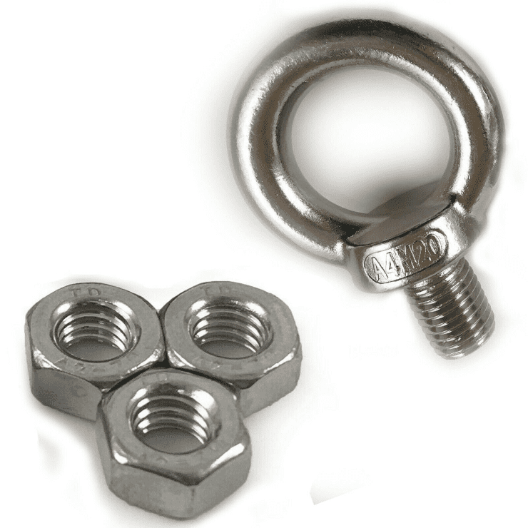 Lifting Eye Bolts A4 Marine Stainless Steel Metric Thread w/ Hex Nuts