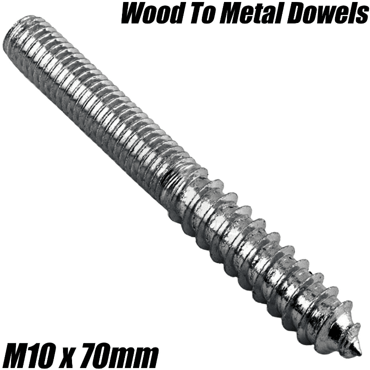 M10x70mm Wood To Metal Dowels Wall Hanger Bolts Furniture Fixing