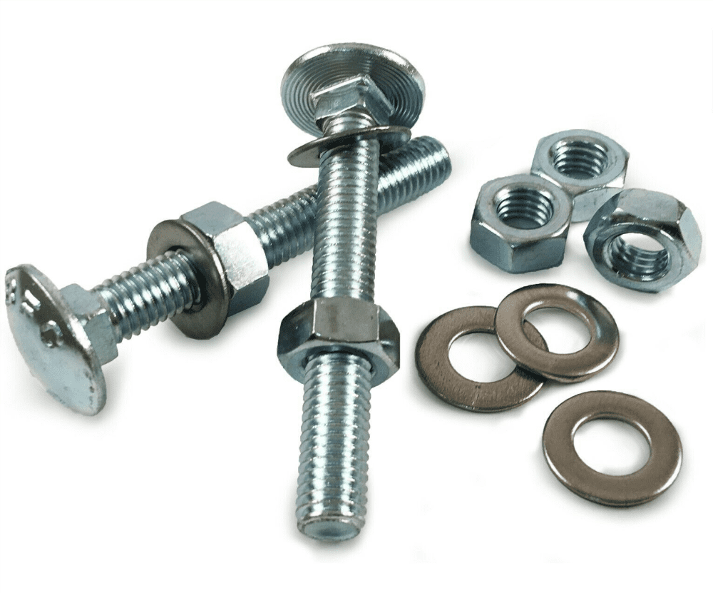 M6 6mm Cup Square Carriage Bolts With Free Hex Nuts And Washers Coach ...