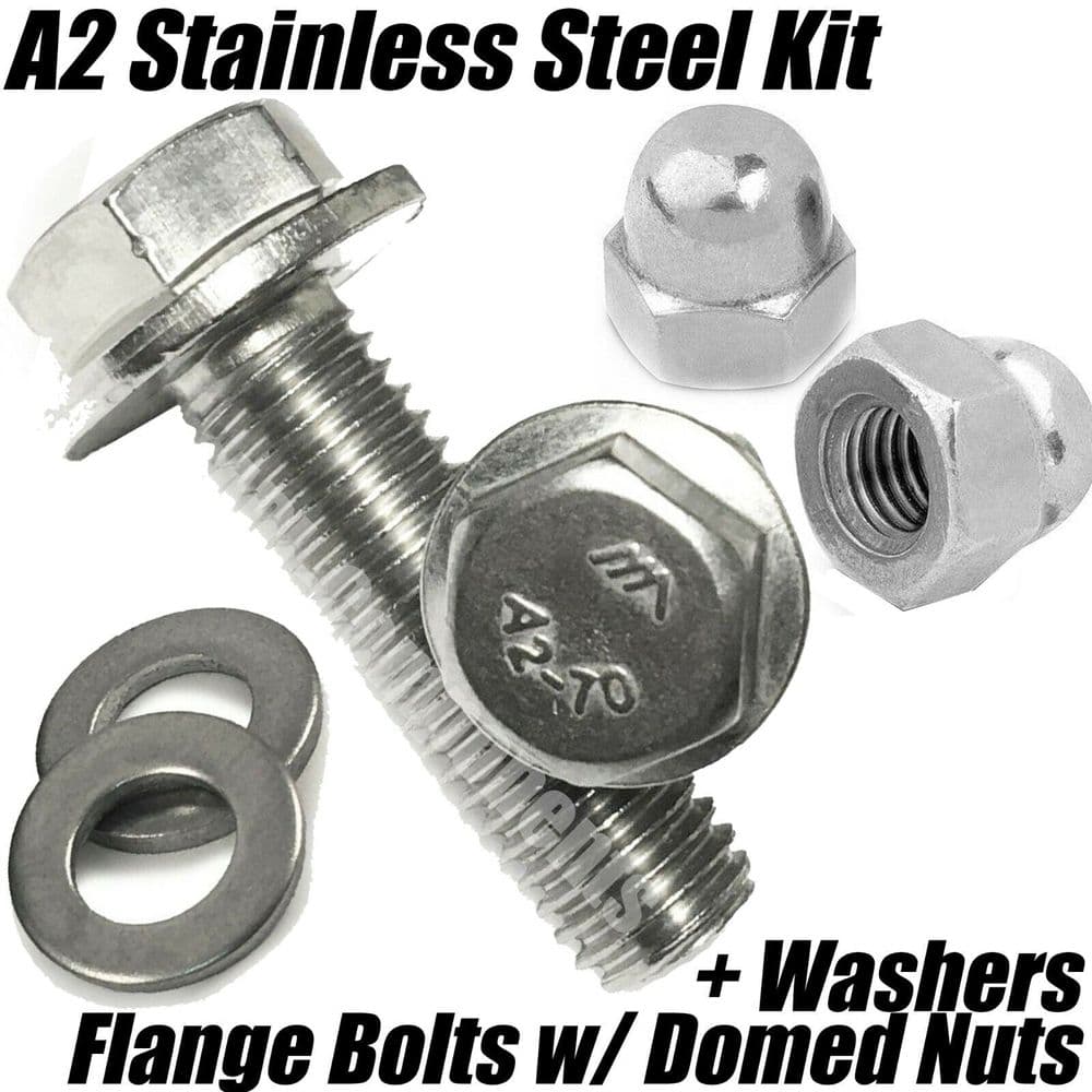 M6 Stainless Steel Hex Head Flange Bolt Dome Nut & Washer