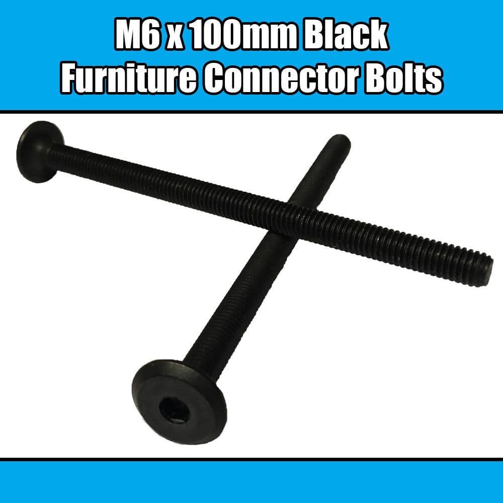 M6X100mm Black Furniture Connector Bolts Allen Key Head Joint Fixing