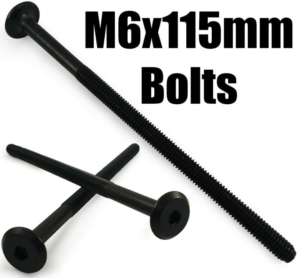 M6x115mm Black Furniture Connector Bolts Allen Joint Fixing Bed Cot ...