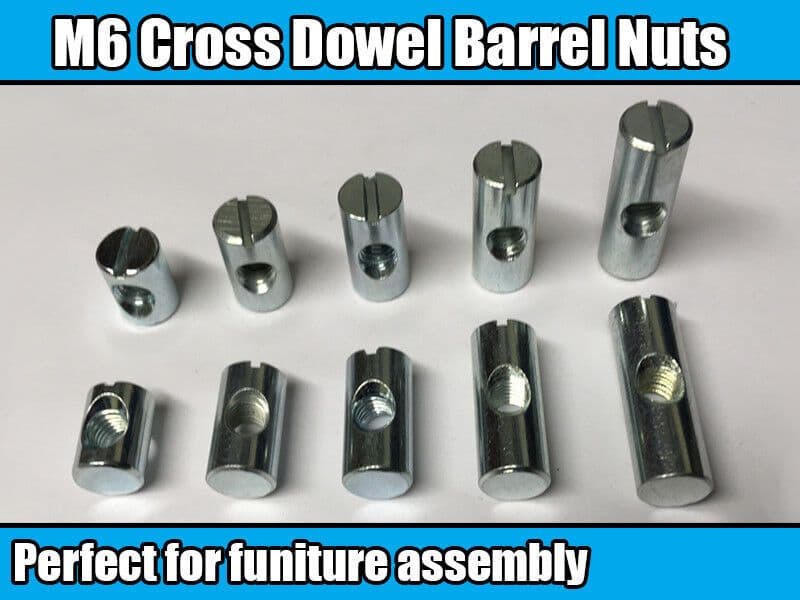 M6X150mm Furniture Connector Bolts & Cross Dowel Barrel Nuts