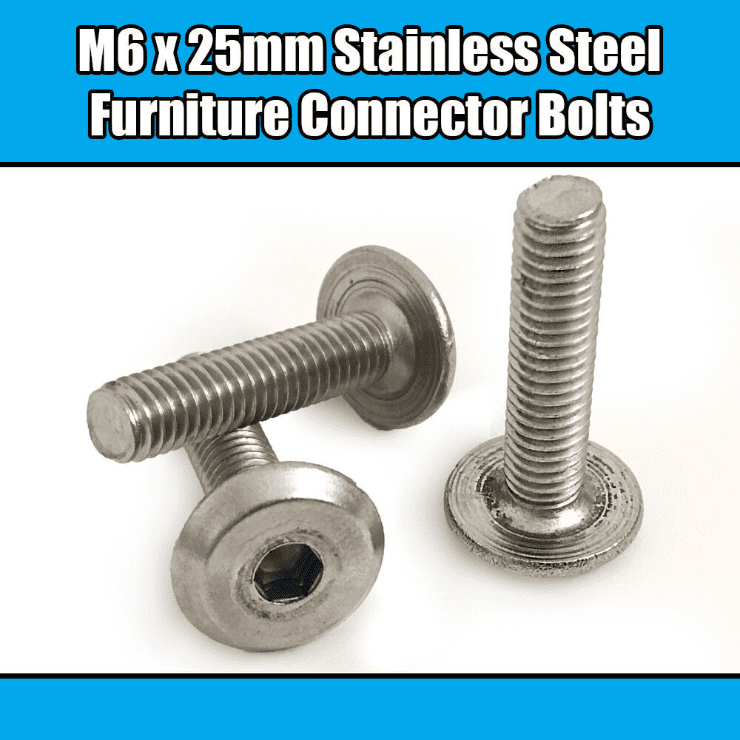 M6X25mm Stainless Steel Furniture Connector Bolts Allen Key Head