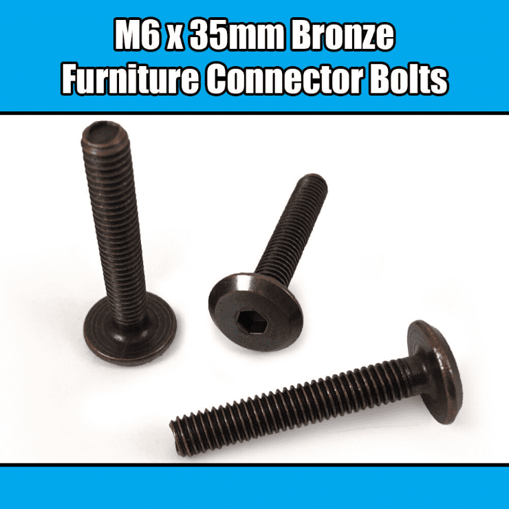 M6X35mm Bronze Furniture Connector Bolts Joint Fixing Beds, Tables