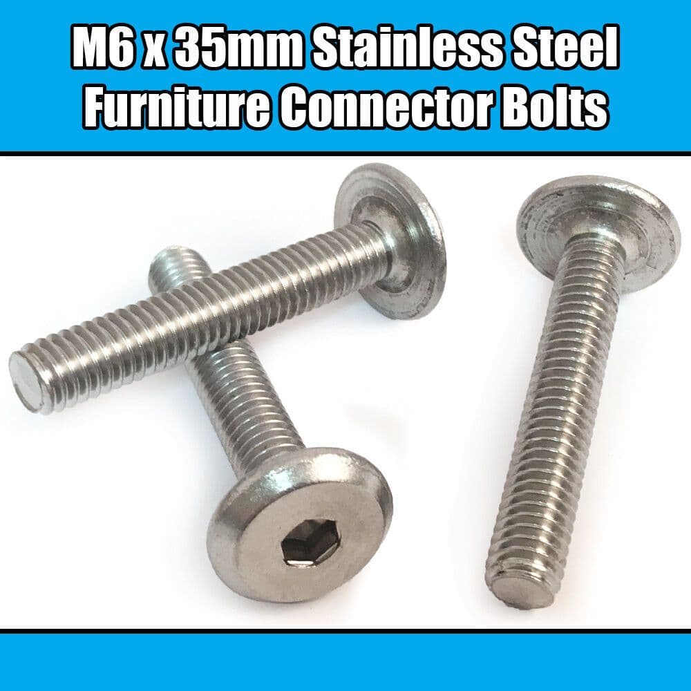 M6x35mm Stainless Steel Furniture Connector Bolts Fix Bed Cot Unit ...