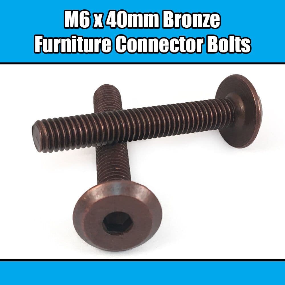 M6x40mm Bronze Furniture Connector Bolts Joint Fixing Bed Cot Unit ...