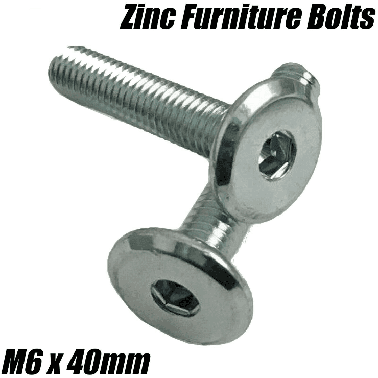 M6X40mm Zinc Furniture Connector Bolts With Allen Key Head