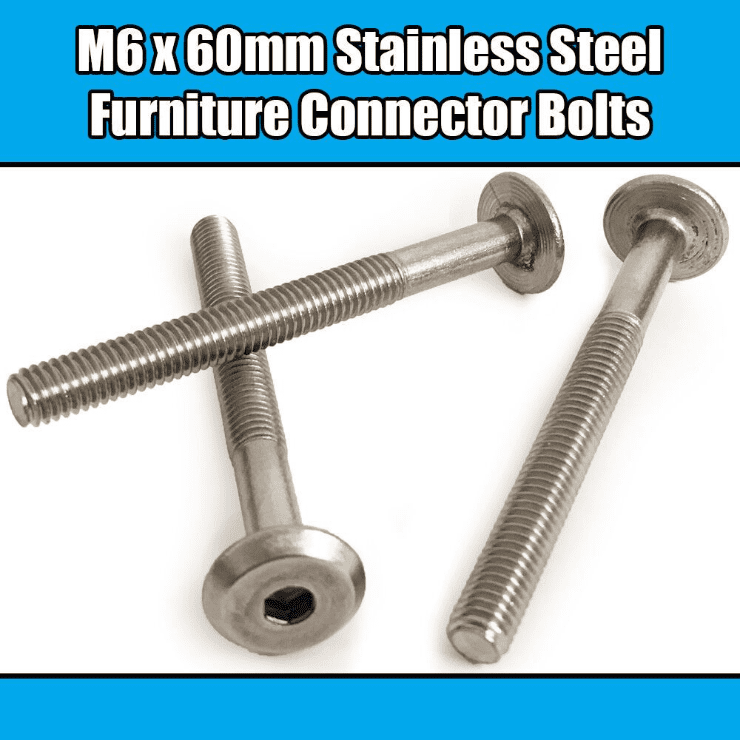 M6X60mm Stainless Steel Furniture Connector Bolts Fix Beds Tables