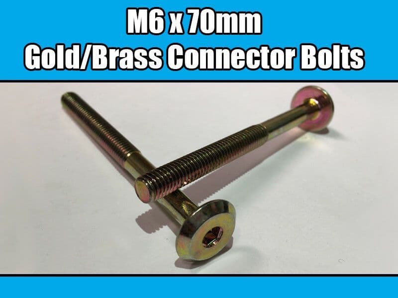 M6X70mm Yellow Furniture Connector Bolts Allen Key Head Joint Fixing