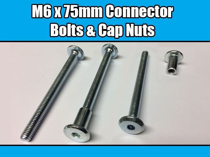 M6X75mm Furniture Connector Bolts & Caps Allen Key Head Joint Fixing