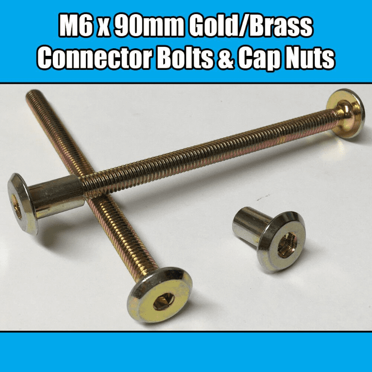 M6X90mm Yellow Furniture Connector Bolts & End Cap Nuts Joint Fixing