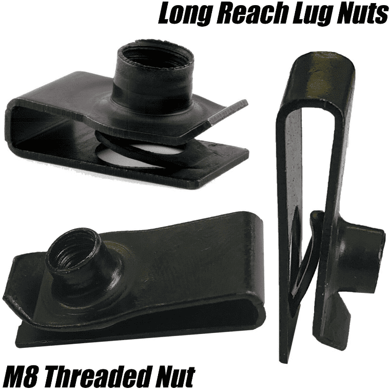 M8 Long Reach Chimney U Nut Lug Nuts Speed Spire Clips Threaded