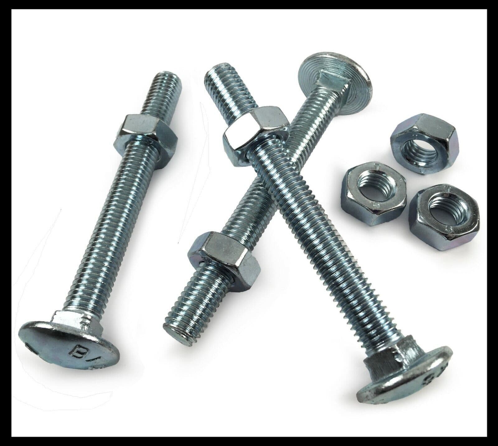 M8 M10 M12 Zinc Cup Square Carriage Bolt Coach Screw With Hex Full Nuts Din 603