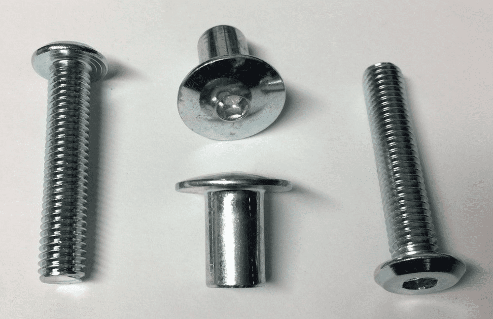 M8X40mm Furniture Connector Bolts & Caps Allen Key Domed Head