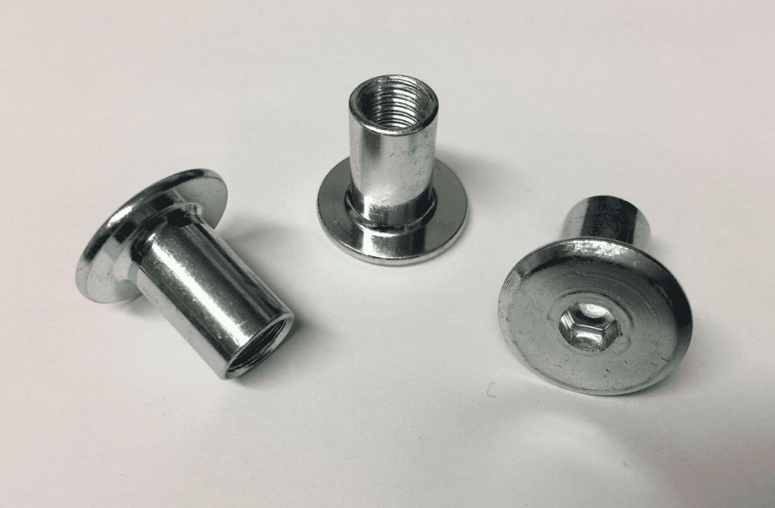 M8X50mm Furniture Connector Bolts & End Cap Nuts Allen Key Flat Head