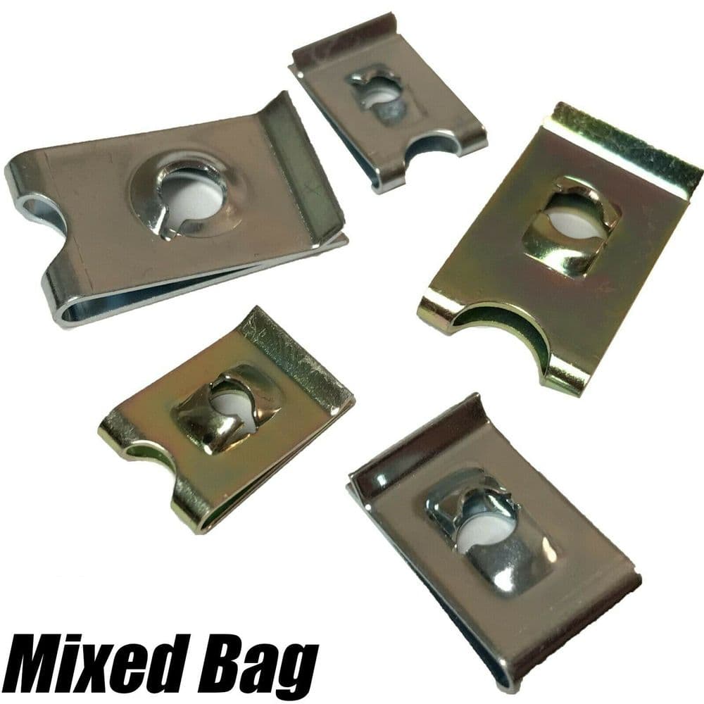 Mixed Bag of Speed Fasteners Panel U Clips Spire Clip, Zinc 200g - 1Kg
