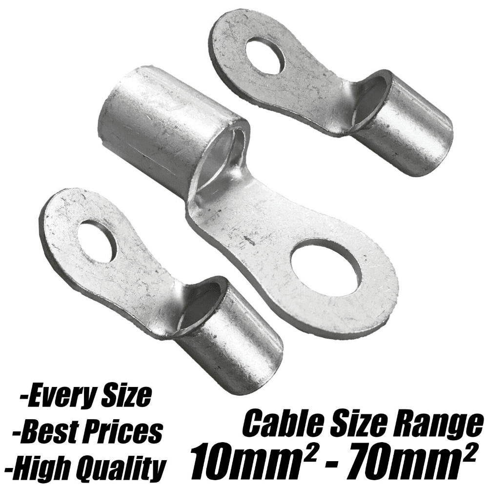 Open End Non-Insulated Copper Crimp Ring Terminals Connectors Battery ...