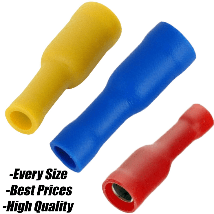 Red Blue Yellow Bullet Receptacle Terminals Brass Connector Cable