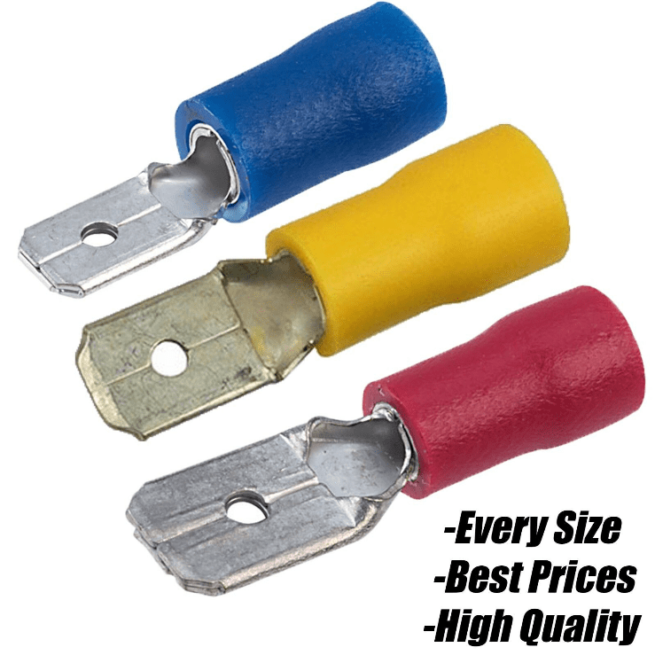 Red Blue Yellow Male Tab Terminal Connector Copper Electrical Crimp