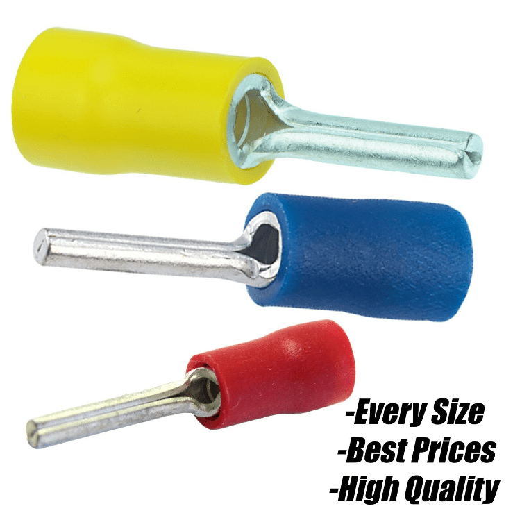 Red Blue Yellow Pin Terminal Copper Connector Insulated Wire Crimp