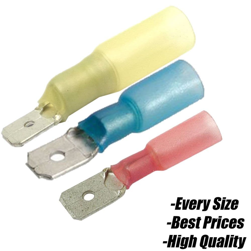 RED BLUE YELLOW TAB SPADE TERMINAL 6 3mm SPLICE CRIMP WIRE ELECTRICAL ...