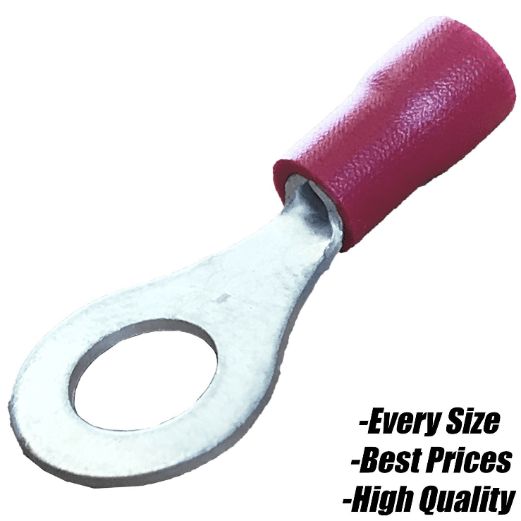 Red Insulated Circle Ring Hoop Electrical Crimp 8.4mm 5/16" Terminals