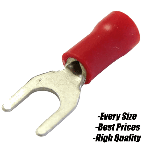 Red Insulated Copper Crimp Fork Terminal Electrical Car Wire Connector