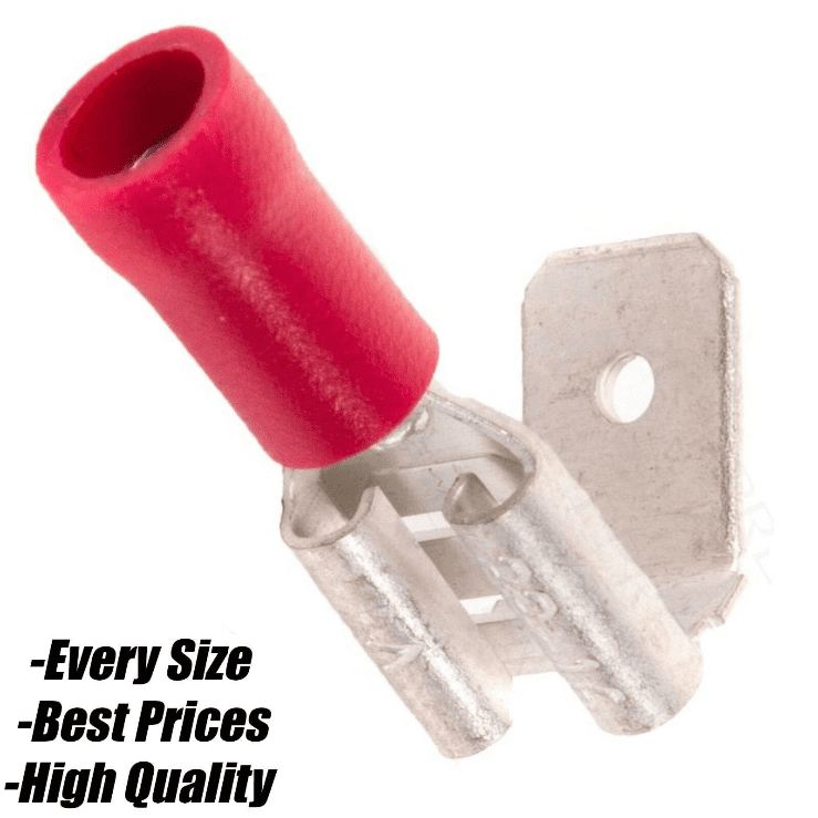 Red Piggyback Terminal Male Tab Connector 6.3mm Splice Crimp Electrical ...