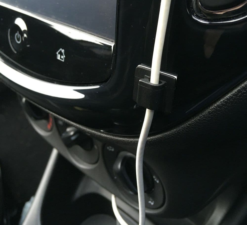 Self Adhesive Cable Tidy Black Clips Phone Usb Gps Dash Cam Sat Nav Aux ...