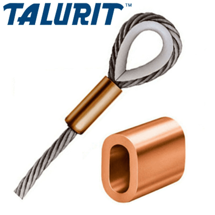 Talurit 2mm Copper Ferrule Synthetic Rope Clamps Wire Sleeve Swaging