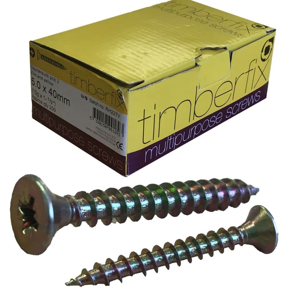 Timberfix Solo Countersunk Pozi Wood Screws Carbon Steel 5x40mm 10G