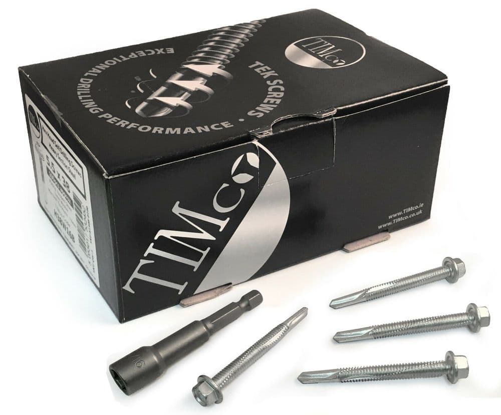 Timco 5.5x55mm Roofing Self Drilling Hex Head Tek Screws Heavy Section ...