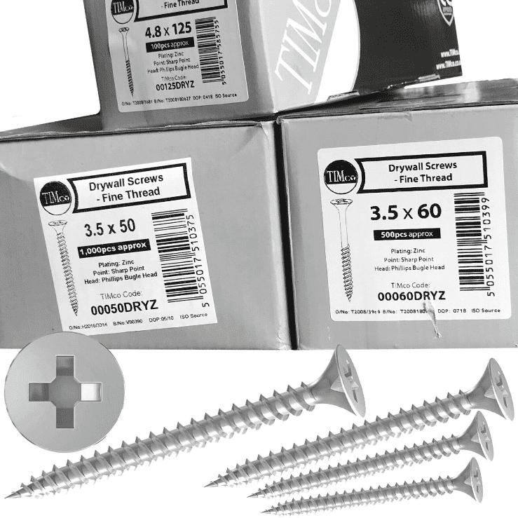Timco Fine Thread Dry Wall Wood Door Frame Screws Bugle Head Zinc