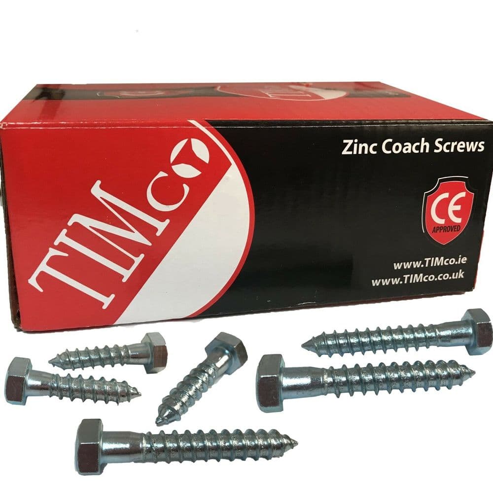 Timco Lag Bolts Zinc M12 12mm Coach Screws Hex Hexagon Head Timber Wood ...