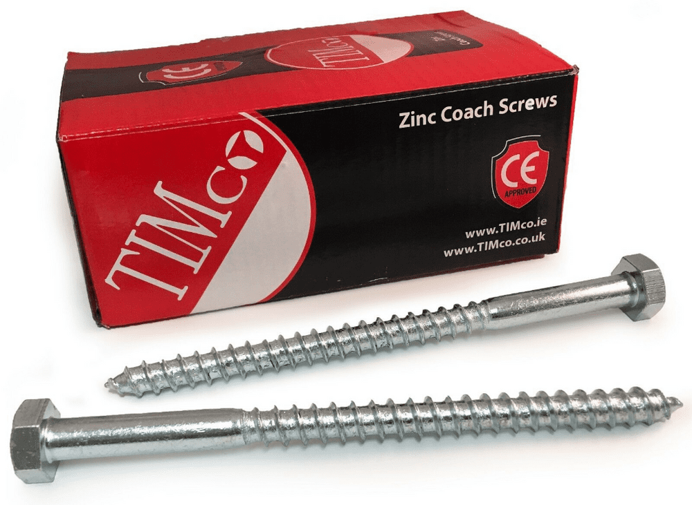 Timco M10x150mm 6" Lag Bolts Zinc Coach Screw Hex Head Timber Wood