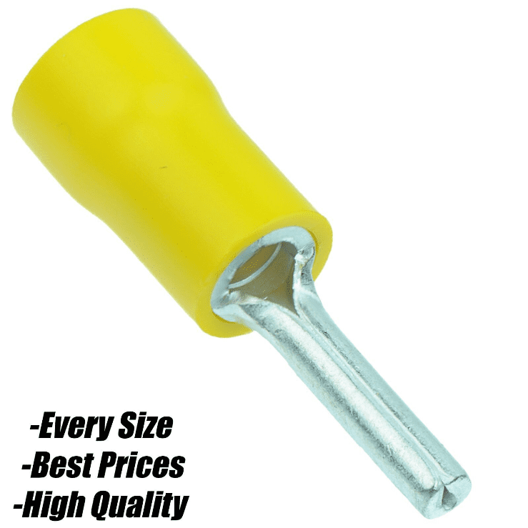 Yellow Pin Terminal Copper Connector Insulated Wire Crimp