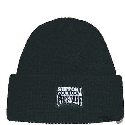 CREATURE "Support Long Shoreman" Skateboard Snowboard Wooly Hat Beanie Black
