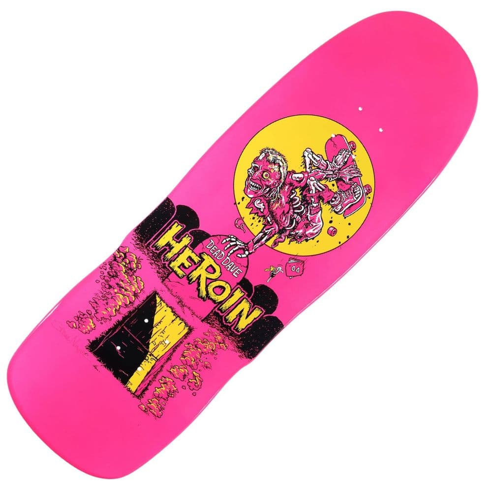 HEROIN "Dead Dave - Zombie" Skateboard Deck 10 4" x 32 25" NEON PINK Pool