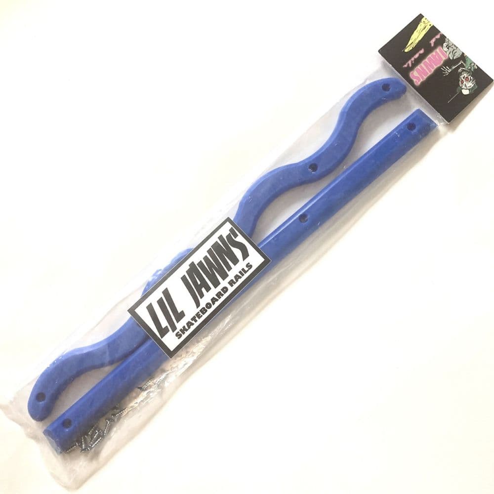 LIL JAWNS "Moth / Worm Combo Set" Skateboard Rails 14" Slide Bars BLUE Pair