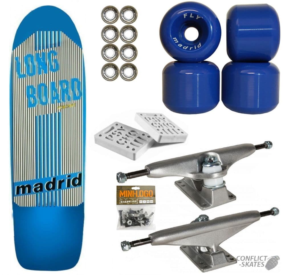 MADRID "Retro Longboard" Complete Skateboard 10 25" x 36 25" BLUE Fly ...